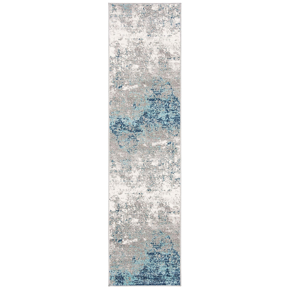 SAFAVIEH Brentwood Collection Runner Rug - 2' x 12', Light Grey & Blue, Modern Abstract Design, Non-Shedding & Easy Care, Ideal for High Traffic Areas in Living Room, Bedroom (BNT822F)