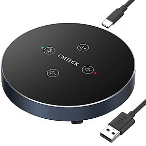 CMTECK USB Speakerphone, Conference Microphone for Home Office, Crystal Clear 360º Voice Pickup, Plug and Play, LED Indicator, Perfect for Zoom, Skype, Podcasting