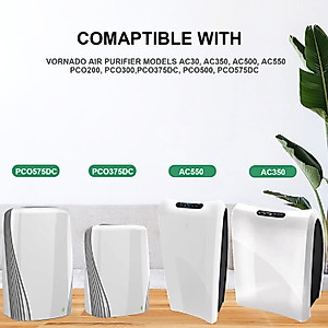 (2) MD1-0022 True HEPA Filter with (4) MD1-0023 Activated Carbon Pre-filter, Compatible with Vornado Air Purifier Model AC300, AC350, AC500, AC550, PCO200, PCO300, PCO375DC, PCO500, PCO575DC