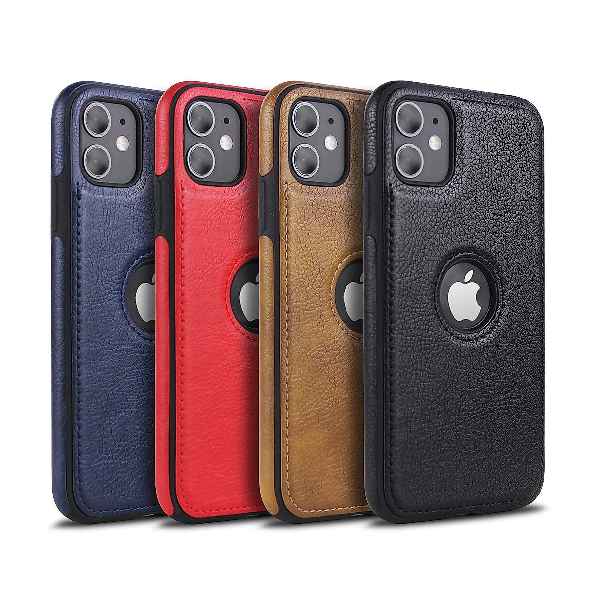 TOPSEM Retro Leather Case for iPhone 11 Anti-Knock Back Cover Soft TPU Business Shell Phone Case (Brown, for iPhone 11)