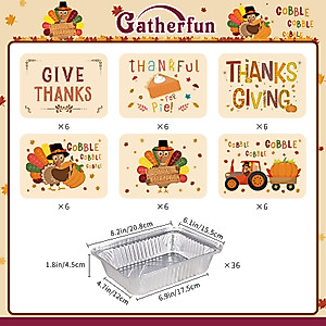 36-Pack Premium Thanksgiving Leftover Containers with Lids - Durable & Leak-Proof, 6.1"W X 8.2"L X 1.8"H,Thanksgiving Aluminum Foil Containers Perfect for Fall Party Leftovers & To-Go Meals