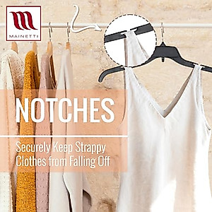 Mainetti 484 Recycled Black Plastic Hangers - 200 Pack with Rotating Metal Hook and Notches for Straps, Great for Shirts/Tops/Dresses, 17-Inch