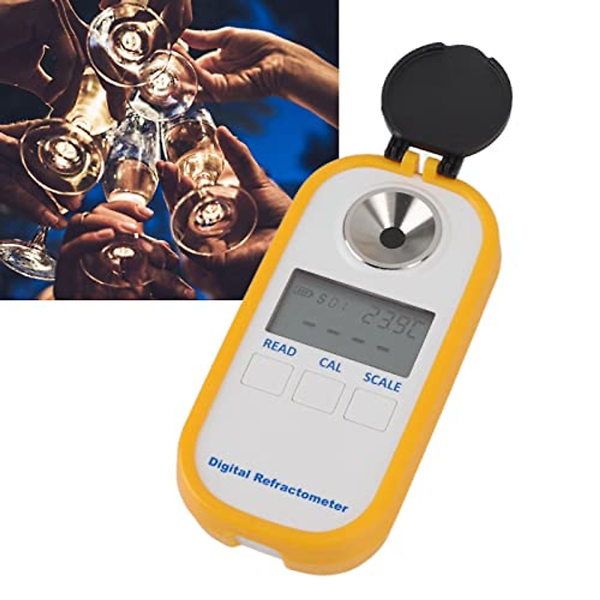 0 to 80% White Meter, Digital Refractometer, Large LCD Screen Portable Refractometer for Alcohol Volume Percent Measurement Tool Tester