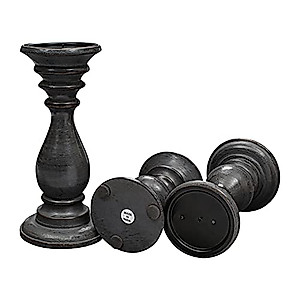 Candle Holder Stand Wooden, Candalbras, Candle Holders, Unity Candle Holders, Rounded Turned Colums, Country Style Idle Gift for Wedding, Party, Home, Spa - 10,8,6 Inch Set of 3 Grey Wash