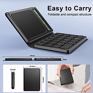 Bluetooth Number Pad, Foldable 2.4G Wireless Numeric Keypad with Display Calculator & Touchpad, Wireless Number Pad Slim 23 Keys Portable Financial Accounting Numpad Keyboard for PC Laptop Desktop