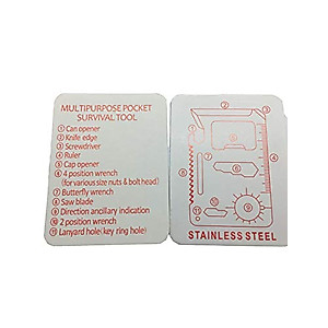 Ninja Outdoorsman 11 in 1 Stainless Steel Credit Card Pocket Sized Survival Multi Functional Tool - Stocking Stuffers, Christmas Gifts Under 10 Dollars (Single, Silver)