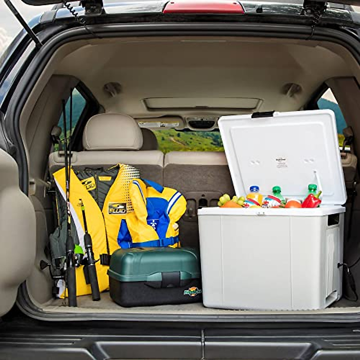 Koolatron Electric Portable Cooler Plug in 12V Car Cooler/Warmer 29 qt (27 L), No Ice Thermo Electric portable Fridge for camping, Travel Road Trips Trucking with 12 Volt DC Power,Gray/White.