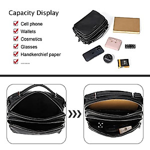 Small Crossbody Bags for Women Leather Shoulder Purses Vegan women Cross body Bag Multi Pocket Purse Black