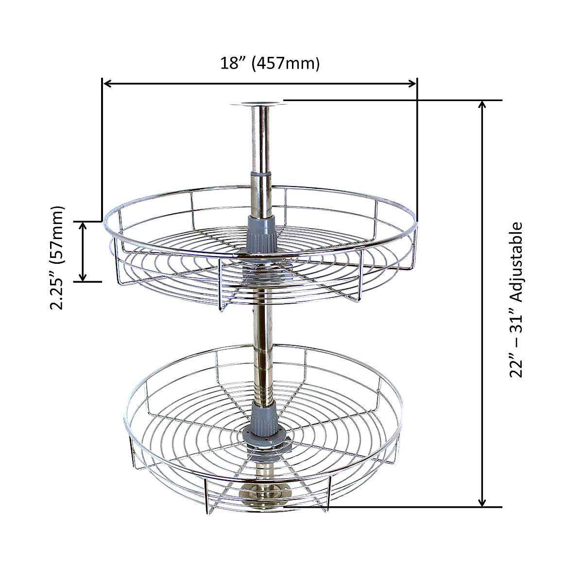 Dowell 4001 360D 30in H Wall Corner Lazy Susan ,Double Rack