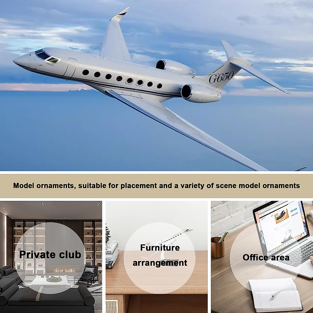 RUFXIEZW 1:100-Scale Model Jet Model Airplane GulfstreamG650,Alloy Model Jets Resin Aircraft Model Toy,Transporter Display Model Plane with Stand and Box Adult Collectibles and Decoration (G650)