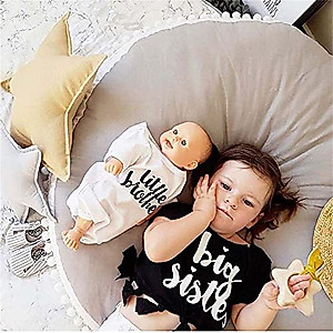 Pink Round Rug for Nursury,Pom Pom Circle Rug 3'X3' for Kids Room,Soft Cotton Carpet for Teen Girls Room, Circular Rug for Nursery Room,Crawling Mat for Baby