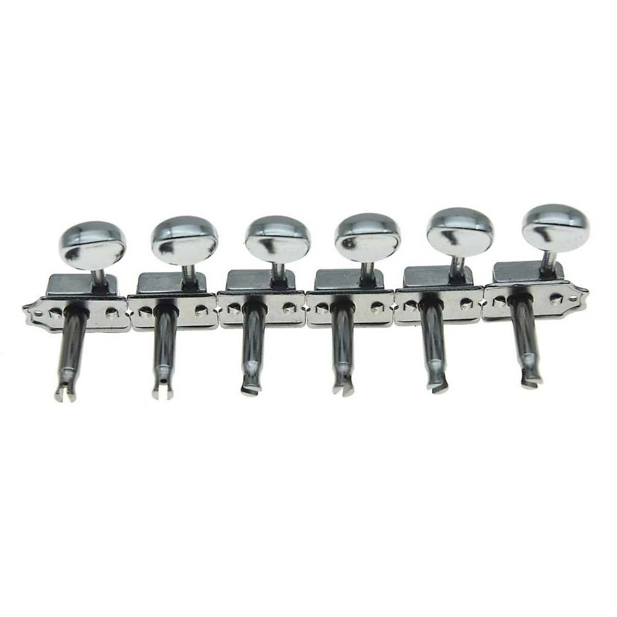 Wilkinson Deluxe 6 Inline Vintage Guitar Tuners with Split Post Guitar Tuning Keys Peg Machine Heads for Strat/Tele Guitars Chrome