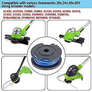 LIYYOO 29092 Replacement Trimmer Spool Line Compatible with Weed Eater String 24V and 40V Trimmer, Cordless Edger Spool Refills Parts(8 Spools, 2 Cap)