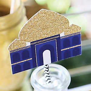 Ramadan - Paper Straw Decor - Eid Mubarak Striped Decorative Straws - Set of 24