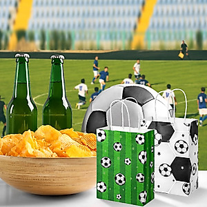 Outus 16 Pcs Soccer Goodie Bags Gift Bags Soccer Candy Bags Treat Bags Paper Soccer Party Favor Bags for Birthday Party Supplies
