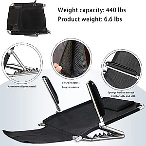 YZRYXHWL Foldable Bed Backrest with Armrests Floor Chair for Adult Reading Patient Care Bed Chair with Pillow Sit Up Backrest in Bed Breathable Fabric 6 Speed Adjustment