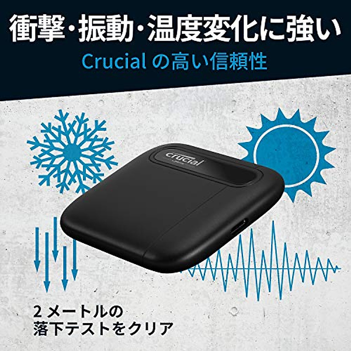 Crucial X6 2TB Portable SSD - Up to 800MB/s - PC and Mac - USB 3.2 USB-C External Solid State Drive - CT2000X6SSD9, Black
