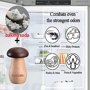 SUIGDRR Baking Soda Holder Fridge odor Absorber Smell Eliminator Freshener Deodorizer Wooden Mushroom (No Soda)