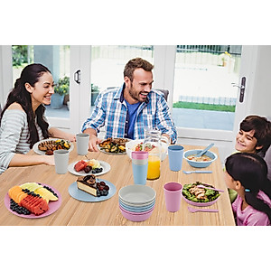 Bamboo Plates - Set of 6-8 Inch Bamboo Kids Plates and Baby Plates - Bamboo Dinnerware for Children & Adults - BPA Free Dishwasher Safe Kids Dishes - Stackable Reusable Small Bamboo Toddler Plates