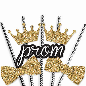 Prom - Paper Straw Decor - Prom Night Striped Decorative Straws - Set of 24