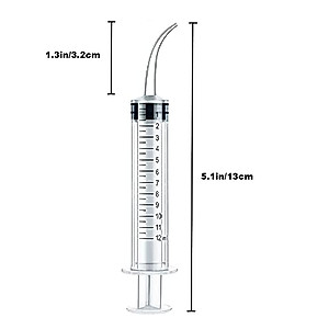Gufastore 50pcs 12cc Disposable Dental Syringe Dental Care Rinse Enema Syringe, Curved Tip