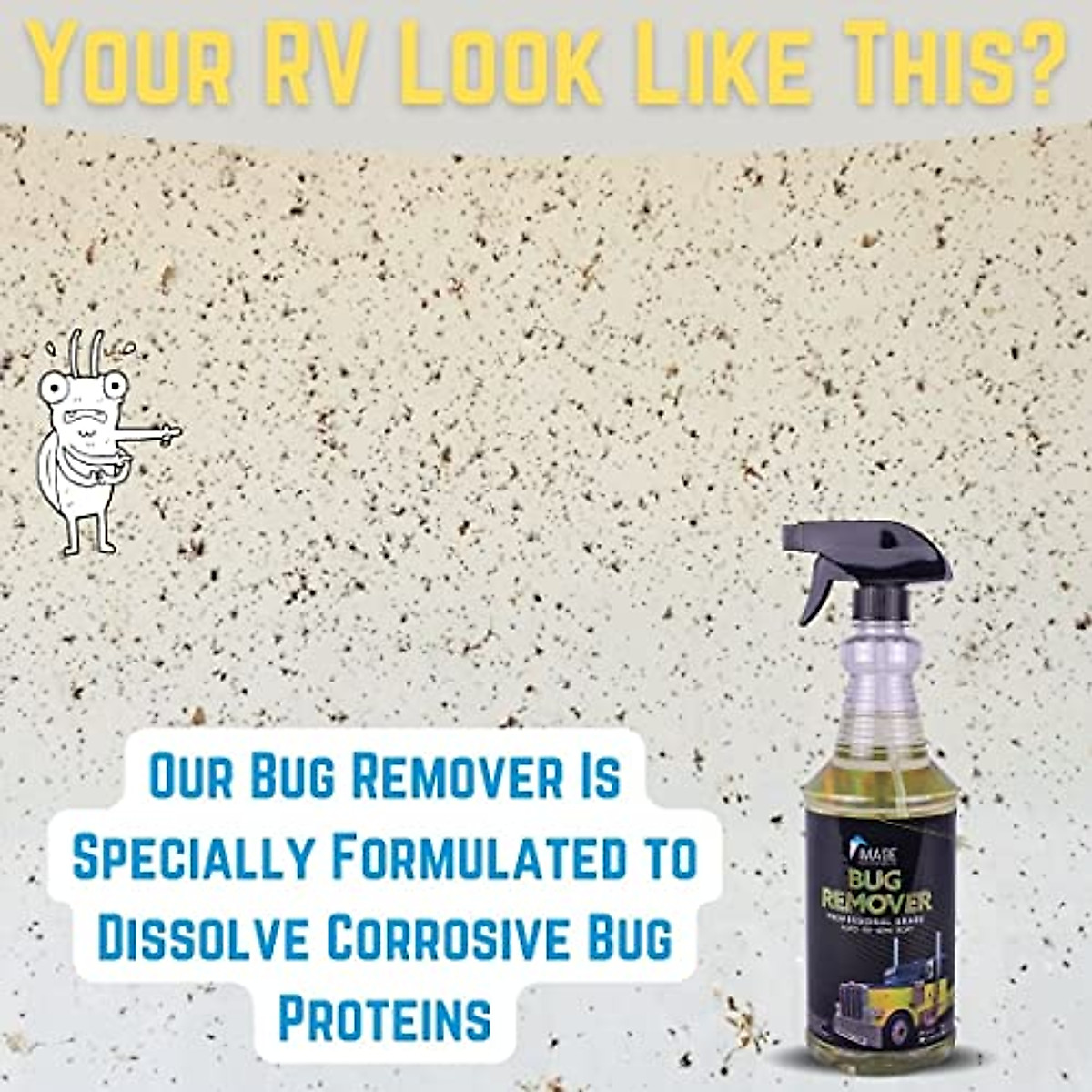 Image Wash Products Bug Remover - 32oz Sprayer - RV/Car/Truck Bug Remover – Bug Protein Remover for Car Detailing - RV Maintenance Products - Polished Aluminum & Chrome Safe