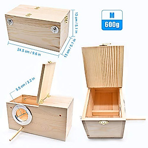 XonyiCos Wood Bird Nest for Cage, Parrot Nest Breeding Box, Pet House for Parakeet Budgie Cockatiel Lovebirds, Nesting Box with Perches, Feeder, Waterer, Natural Coconut Fiber (M(5.1x5.1x9.6in))