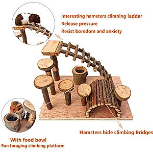 Wooden Hamster Bridge, Small Animals Climbing Ladder Activity Set Platform Ramps Playground Toys for Mouse Dwarf Hamster Gerbil Rat Sugar Glider Syrian Hamster