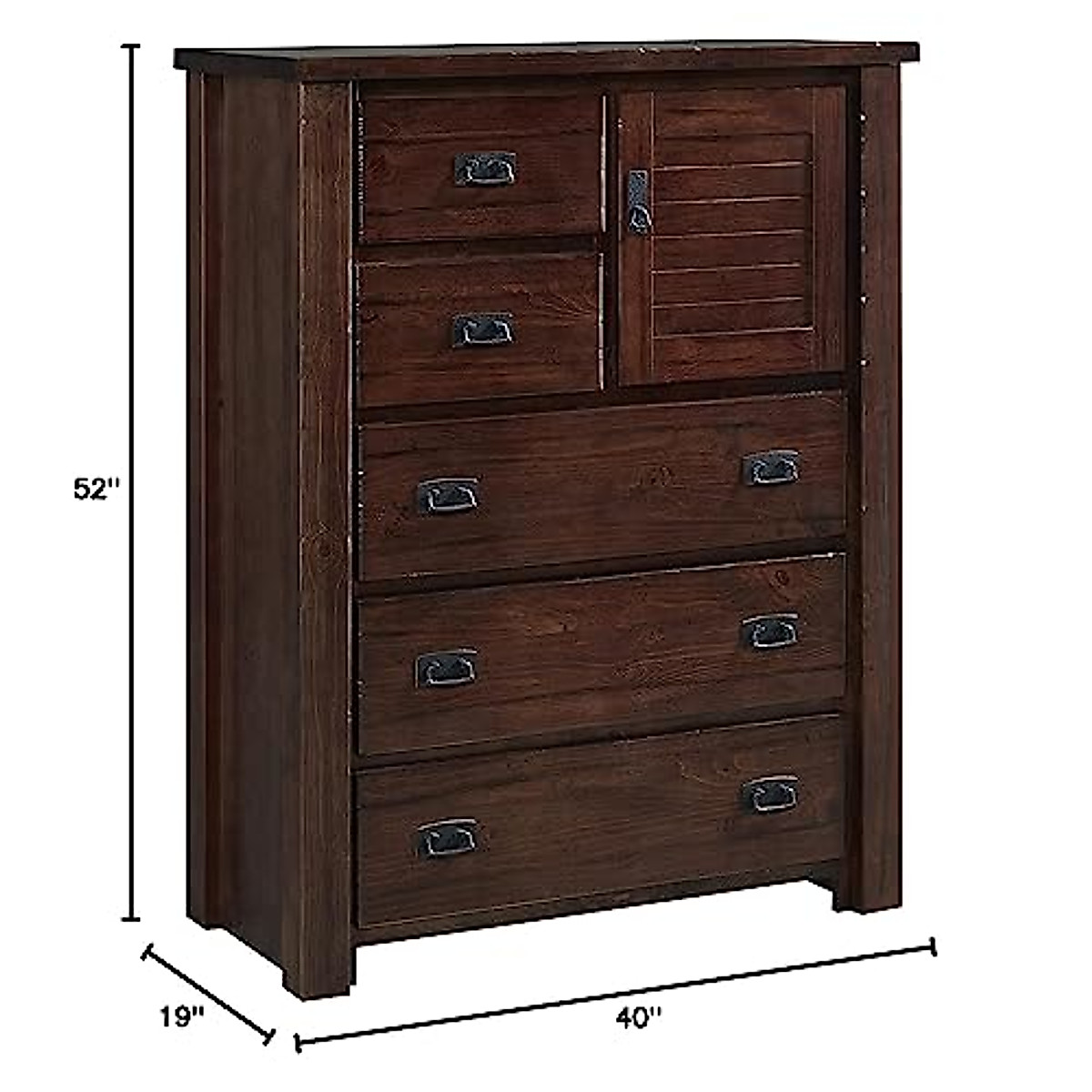Progressive Furniture Trestlewood Chest, 40" x 18" x 52" H, Brown