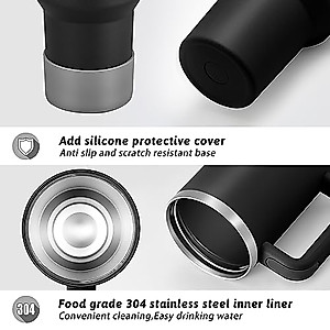 TEAMVV 40 oz Tumbler with Handle and Straw Stainless Steel Vacuum Insulated Tumbler Tea or Iced Coffee Mug for Hot or Cold Beverages 40 oz Tumbler with Handle(Black)