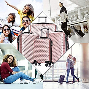 Apelila Fridtrip Travel Suitcase Hardshell Lightweight Luggage with Spinner Wheels Luggage Sets (4 PCS Suitcases, Rose Gold)