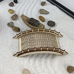 Oritlife Japanese Mini Meditation Zen Garden for Desk,Relax Desktop Zen Garden Kit with Square Sandbox, Balance Stones Mini Zen Sand Garden Kit