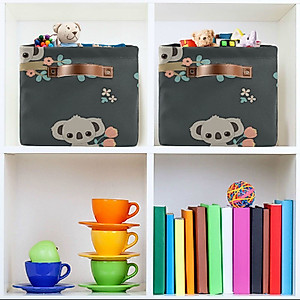 xigua Koala Storage Basket Storage Bin Organizer Basket, Foldable Rectangular Storage Box with Handles for Home Office