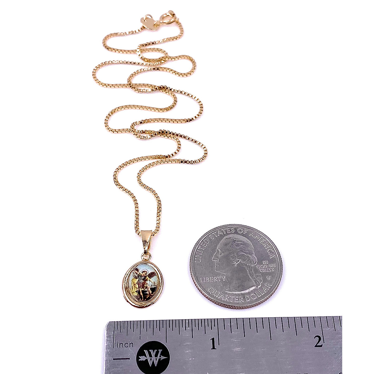 Beautiful Religious Necklace for Women Colored Saint Michael Archangel Pendant 18K Gold Plated Chain