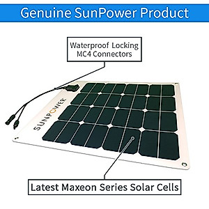 SunPower 50 Watt Flexible Monocrystalline High Efficiency Solar Panel