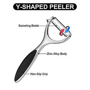 Elyum Vegetable Peeler Y and I-Shaped Peeler Set Potato Peelers Stainless Steel Fruit Peelers for Kitchen with Sharp Blade and Ergonomic Non-Slip Grip Peeler for Apple, Carrot, Veggie (2 PCS)