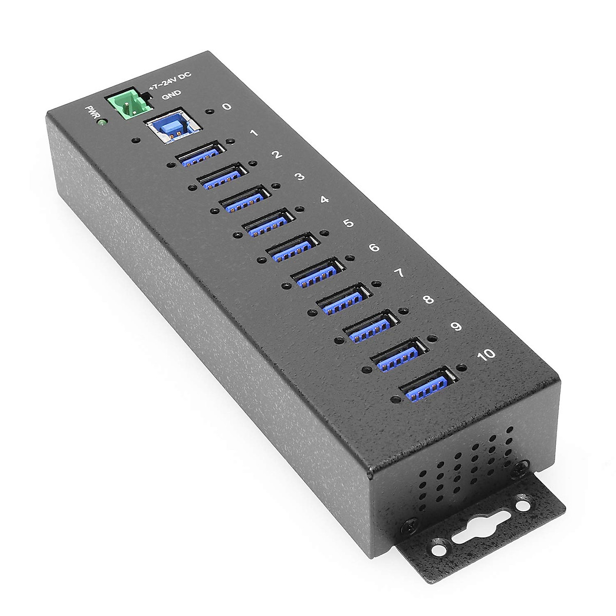 10 Port USB 3.2 Gen 1 Hub Surge Protection w/Din Rail Mounting