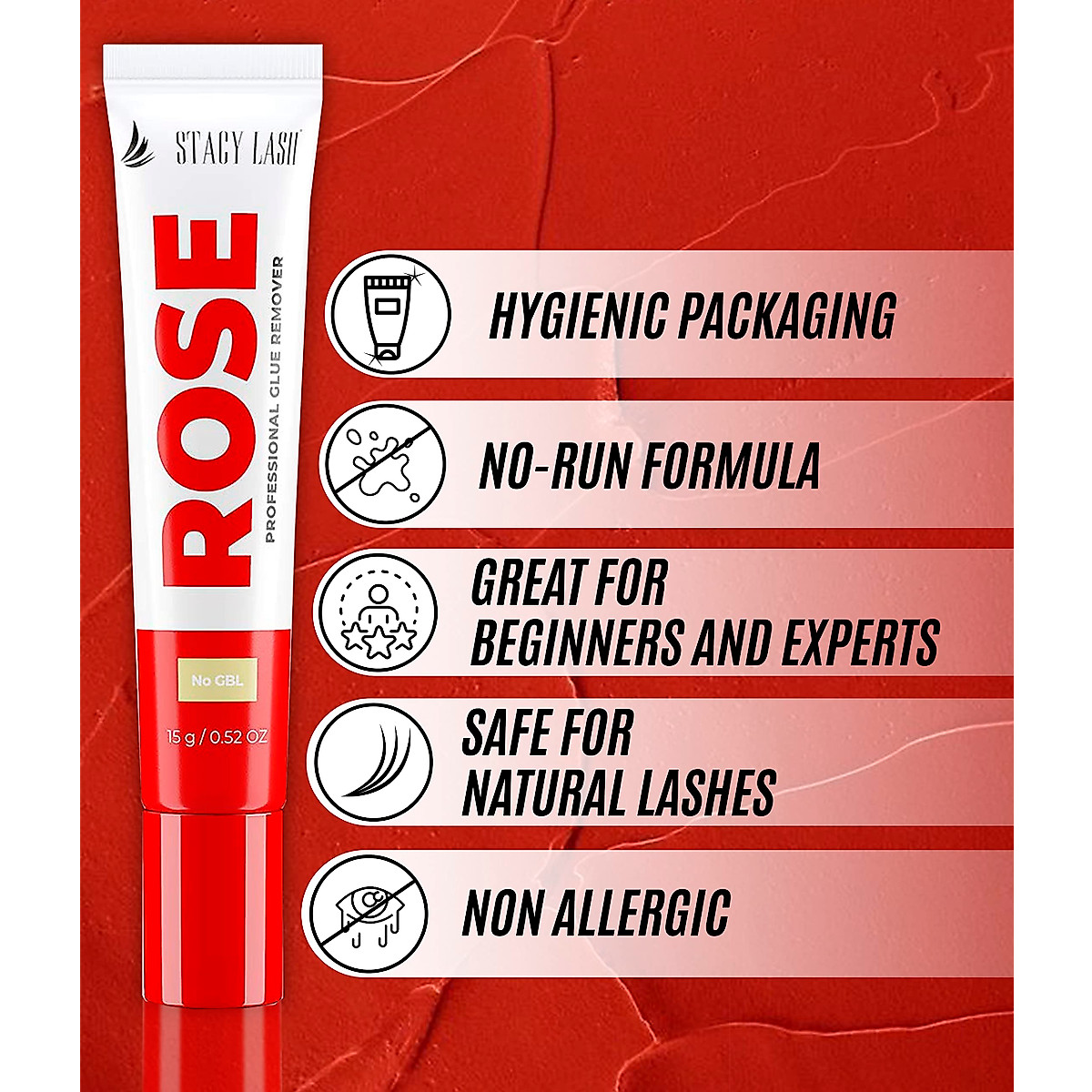 Lash Remover for Lash Extensions by Stacy Lash (0.52oz / 15g) / Rose Eye Lash Glue Remover/Fast Adhesive Dissolution time - 60 sec/Professional Eyelash Extension Supplies/Salon Lash Removal