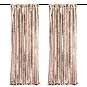 Wedding Sequin Backdrop Curtain 2 Panels 2ftx8ft Champagne Blush Sparkly Sequin Background Fabric Stage Arch Drapes Decoration