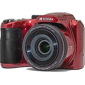 Kodak AZ255-RD PIXPRO Astro Zoom 16MP Digital Camera 25X Optical Zoom Red Bundle with Lexar 32GB High-Performance 800x UHS-I SDHC Memory Card Blue Series