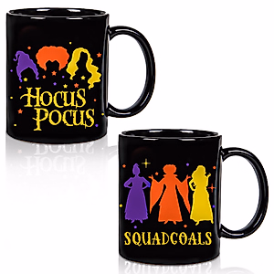 Whaline 2Pcs Halloween Mug Set 12oz Witch Coffee Mugs Hocus Pocus Ceramic Drinking Mugs for Home Table Centerpieces Housewarming Gift Office School