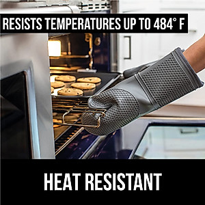 Gorilla Grip Silicone Oven Mitts and Flexible Cutting Boards 4 Pack, Oven Mitts Are Extra Long in Gray Color, Flexible Cutting Boards Are Multicolor, 2 Item Bundle