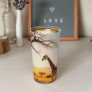 WANGXUEE Africa Giraffe Majestic Tree Print 500ml Stainless Steel Travel Tumbler Double Wall Vacuum Insulated Coffee Mug