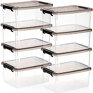 Nicunom 8 Packs Small Storage Bins with Lids, 3.2 QT Clear Storage Latch Box Plastic Storage Bins Stackable Storage Containers for Organizing