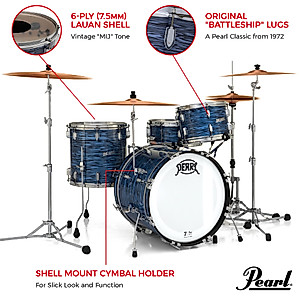 Pearl President Series Deluxe 3-piece 75th Anniversary Edition Shell Pack in Desert Ripple (#768) covered finish featuring 20"x14" Bass Drum w/Cymbal Holder, 12"x8" Tom, and 14"x14" Floor Tom