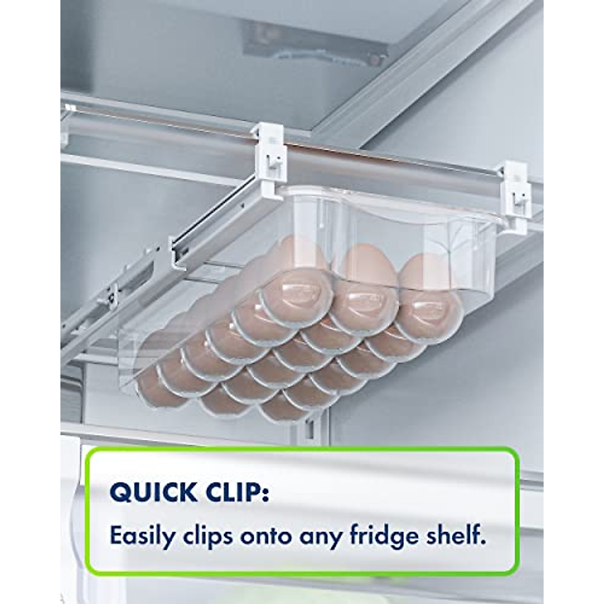Skywin Refrigerator Egg Drawer - Snap-on Egg Holder for Refrigerator Organizes and Protects Eggs - Adjustable and Space Saving Egg Storage Container For Refrigerator
