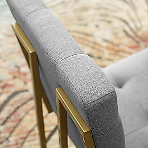 Modway Privy Upholstered Gold Stainless Steel Dining Chair in Gold Light Gray