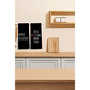 Best Mimi Ever Kitchen Towels and Dishcloths,16 x 24 Inch Set of 2 Soft and Absorbent Mimi Definition Hand Towels Tea Towels Dish Towels Sets,Grandma Birthday Mother’s Day