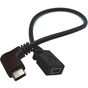 Qaoquda USB Type C to Mini USB Cable, 90 Degree USB-C Male to Mini USB Female Adapter Converter for MacBook Pro, Laptop, Android Devices(Only for Charging) (TypeC to Mini)