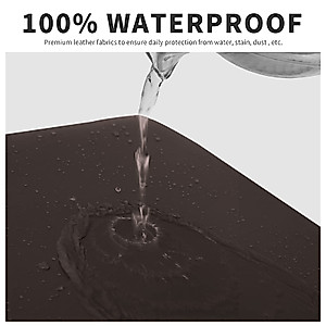 Easy-Going PU Leather Recliner Sofa Slipcovers, Waterproof Stretch Sofa Covers, 8 Pieces Stretch Furniture Protector, Elastic Strap Shield Pets Kids Children Cats Dogs Chocolate